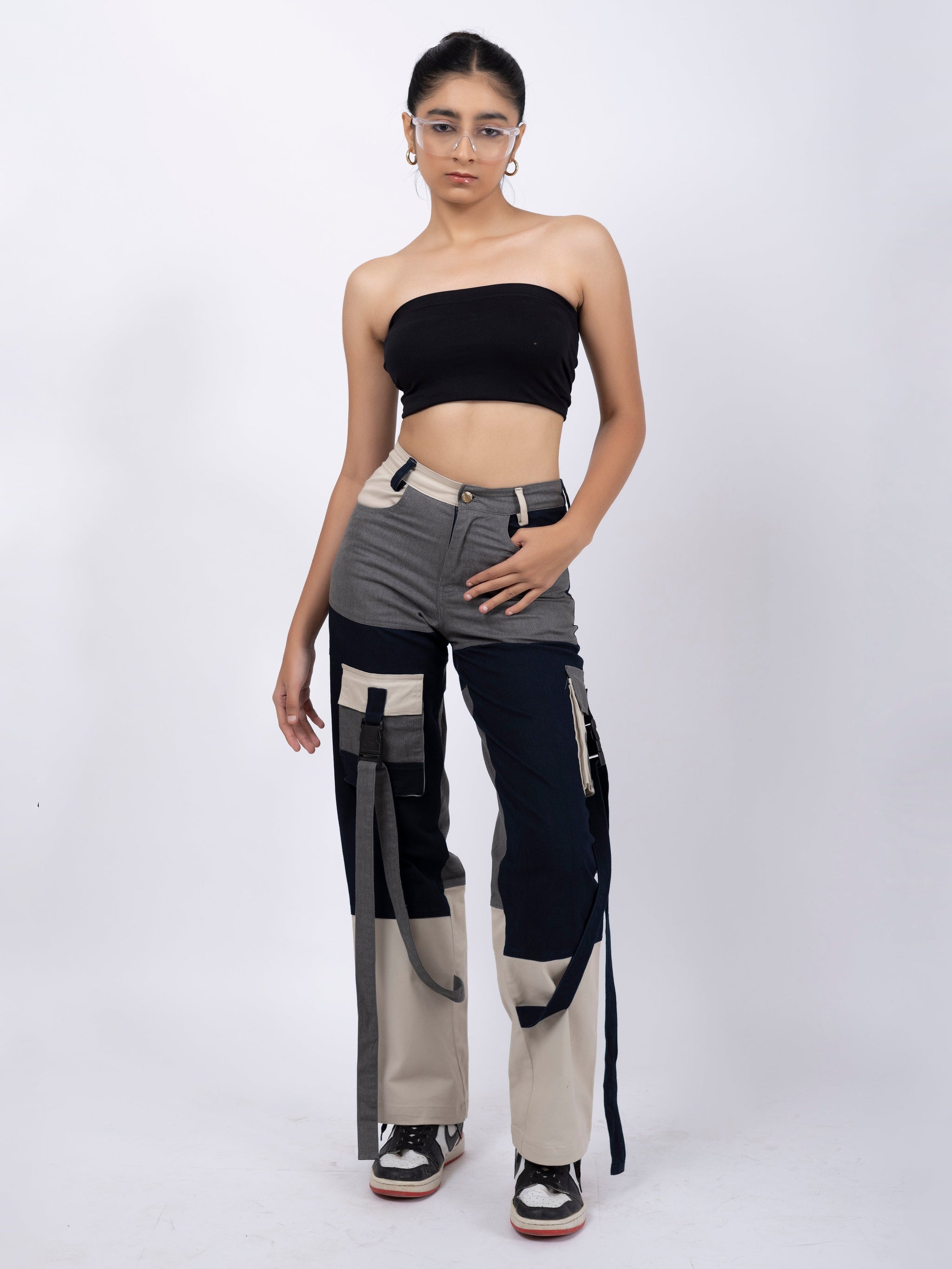 Patchwork Denim Cargos